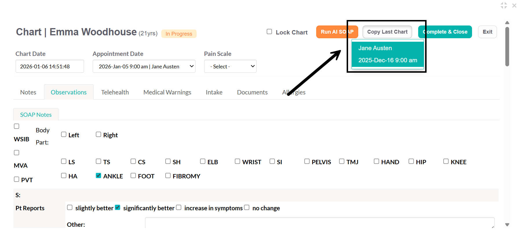 How to Copy Last Chart – Juvonno Help Center